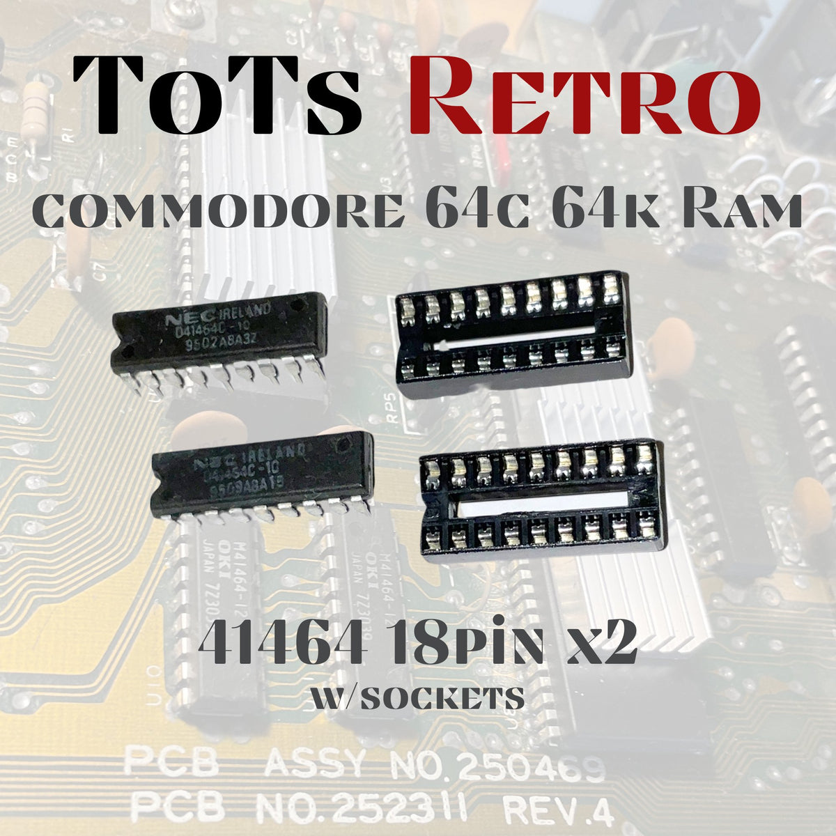 Commodore 64c Ram Replacement 41464-10 18Pin DIP w/Sockets and TESTED ...