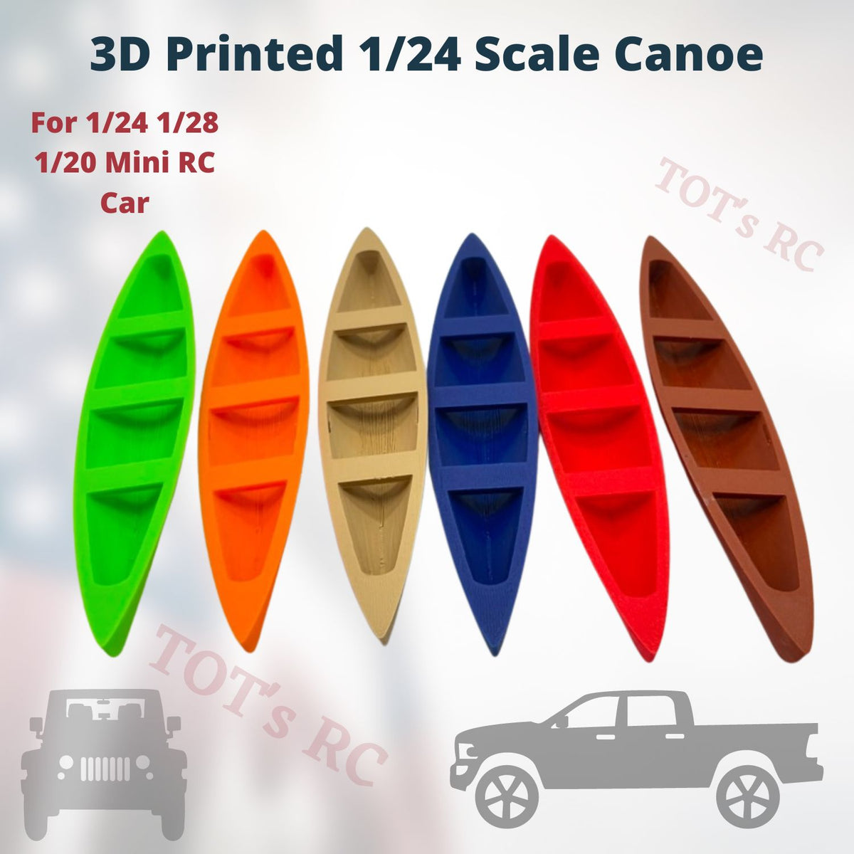 Canoe 3D Printed Model RC Car Crawler Accessories 1/24 1/28 1/20 Scale ...