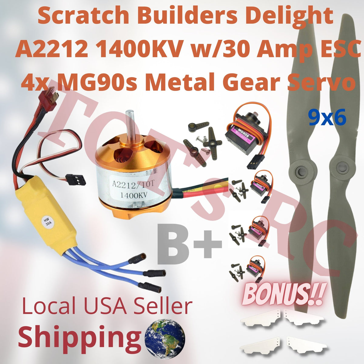 A2212 1000kv-1400kv | 30 AMP ESC 4x MG90s Mini Servo 3s ESC 30a ESC ...
